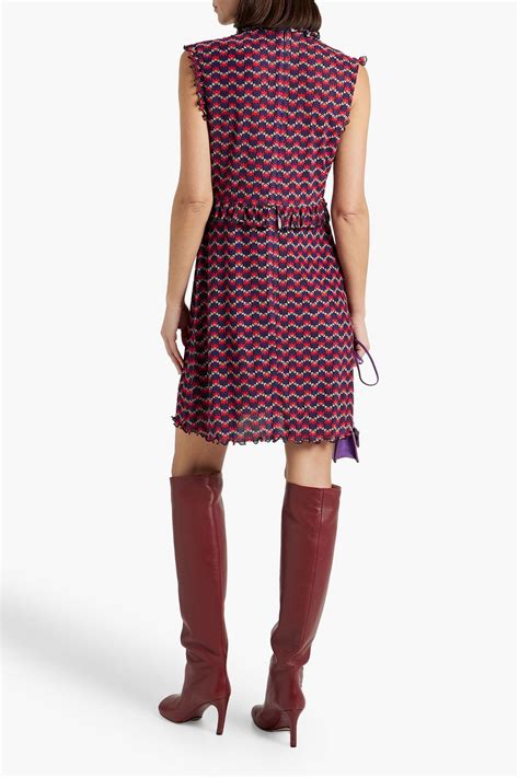 Anna Sui Ruffle Trimmed Printed Mesh Mini Dress The Outnet