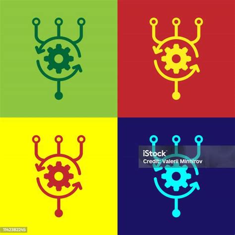 Ikon Algoritma Warna Diisolasi Pada Latar Belakang Warna Desain Simbol