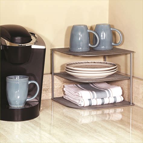 Seville Expandable Cabinet Shelf Organizer Silver Cabinets Home