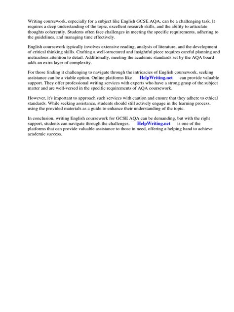 English Coursework Gcse Aqa Pdf