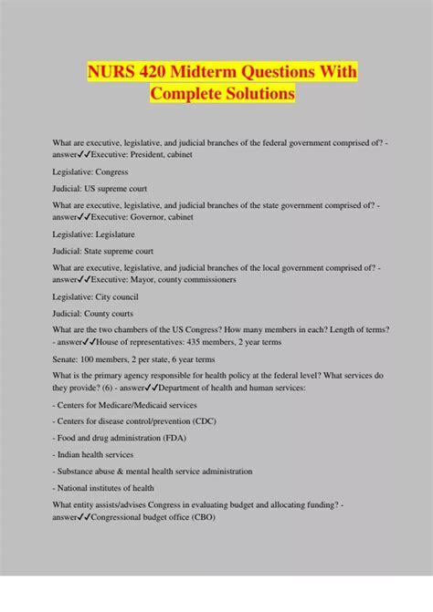 Nurs 420 Midterm Questions With Complete Solutions Nurs 420 Stuvia Us