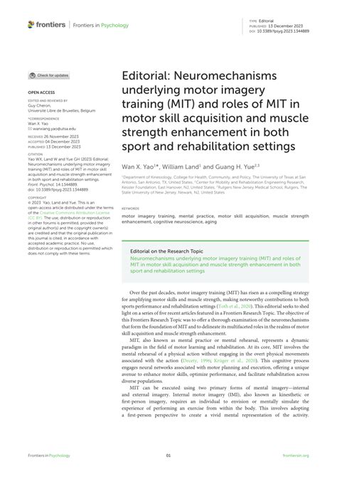 Pdf Editorial Neuromechanisms Underlying Motor Imagery Training Mit And Roles Of Mit In