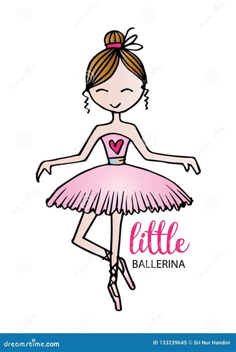 Little Ballerina Cute Cartoon Girl For Clothing Stock Vector