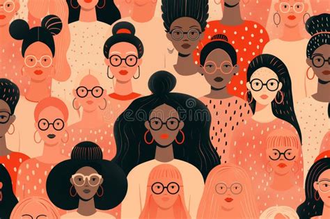 Diverse Group Of Women With Glasses Minimalist Illustration