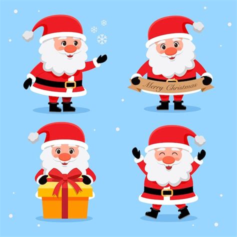 Premium Vector Santa Claus Poses Christmas