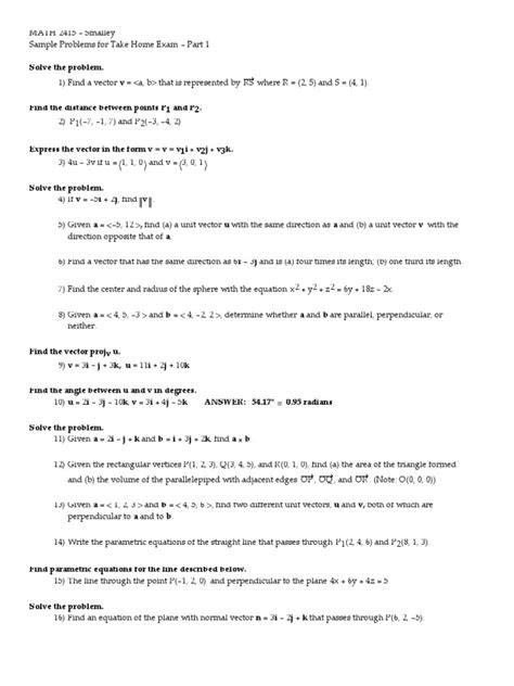 Multivariable Calculus Sample Exam Pdf Curvature Acceleration