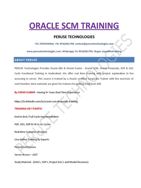 Comprehensive Overview Of Oracle Scm Training Covering Key Modules
