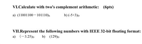 solved vi calculate with two s complement arithmetic 6pts