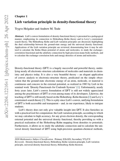 Lieb Variation Principle In Density Functional The Pdf Density