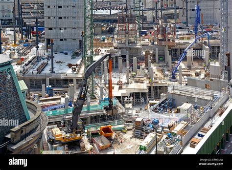 Looking Down Into A Large Congested Construction Site In The City Of