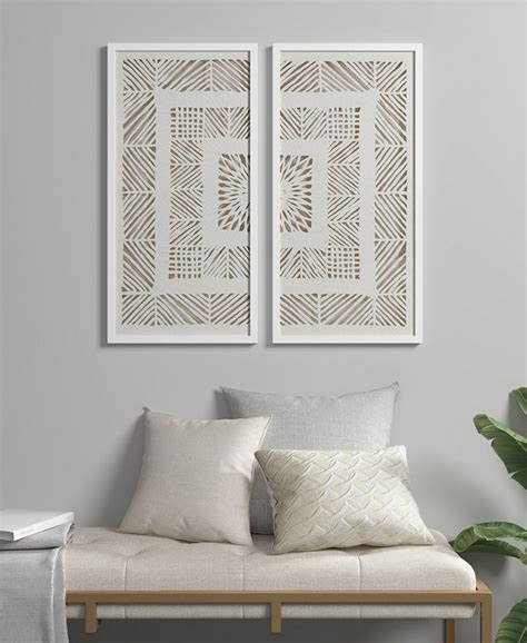 Madison Park Tala Framed Geometric Rice Paper Panel 2 Pc Shadowbox