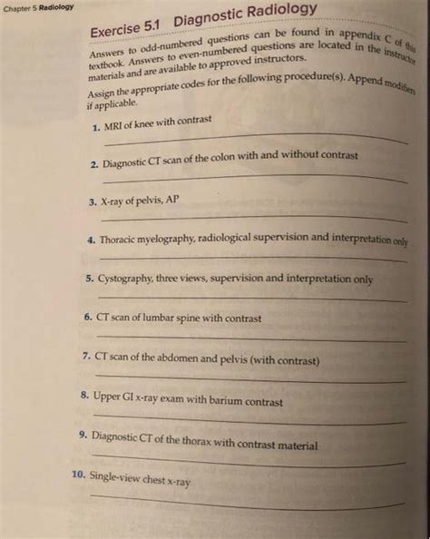 Solved Chapter 5 Radiology Exercise 51 Diagnostic Radiology