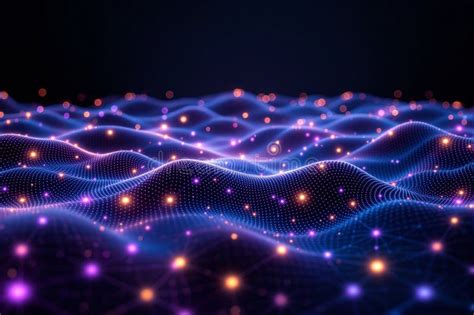 Digital Wave Abstract Network Data Flow Glowing Particles And Nodes In A Futuristic 3d