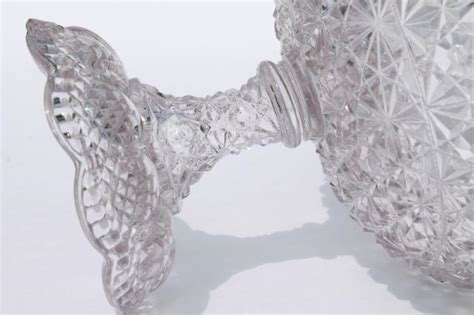 Antique Vintage Daisy And Button Pattern Glass Compote Bowl Eapg Faint