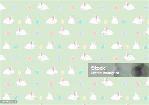 귀여운 토끼 완벽 한 패턴입니다 부활절 달걀과 봄 꽃과 재미 있는 부활절 토끼의 그림 직물 직물 덮개 스크랩북 배경 화면 인쇄 선물 포장을 위한 파스텔 색깔 계란 부활절