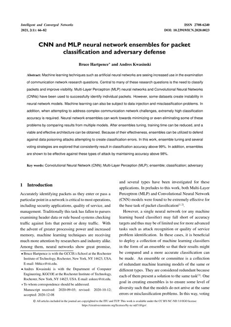 Pdf Cnn And Mlp Neural Network Ensembles For Packet Classification