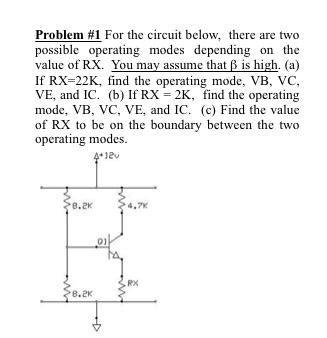 Solved Problem For The Circuit Below There Are Two Chegg