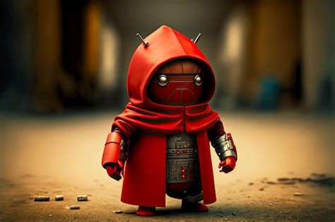 Premium Photo Red Android Robot Thief Stands And Looks At Camera