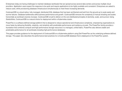 Overview Cockroachdb Deployment On Dell Powerflex With Kubernetes Dell Technologies Info Hub