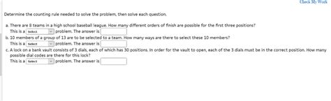Solved Check My Work Determine The Counting Rule Needed To