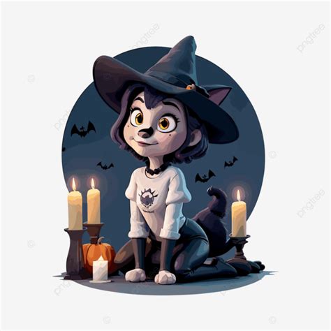 A Cat Familiar Halloween Witch S Vector Halloween Witch Cat Png And