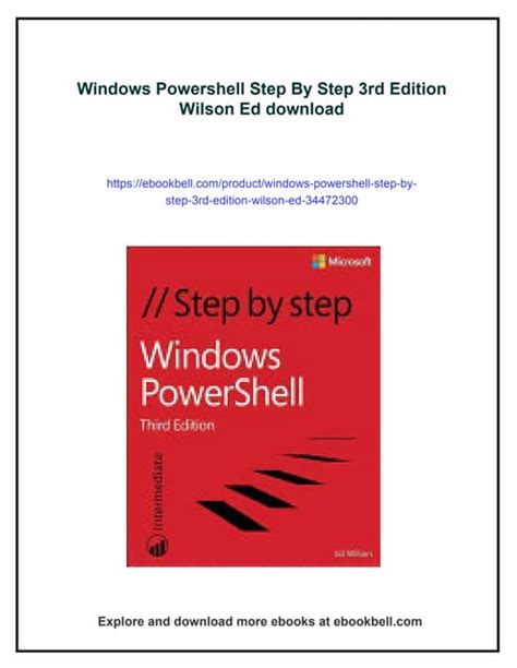 Windows Powershell Step By Step 3rd Edition Wilson Ed Pdf