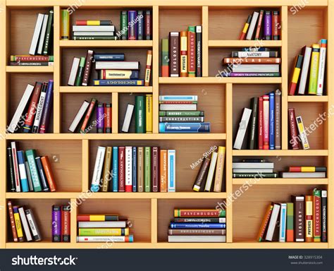 education concept books textbooks on bookshelf stock illustration