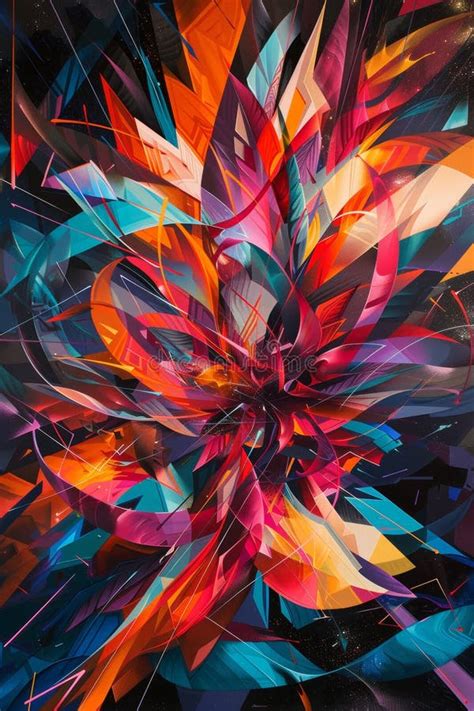 Abstract Color Explosion Contemporary Digital Art With Vibrant And