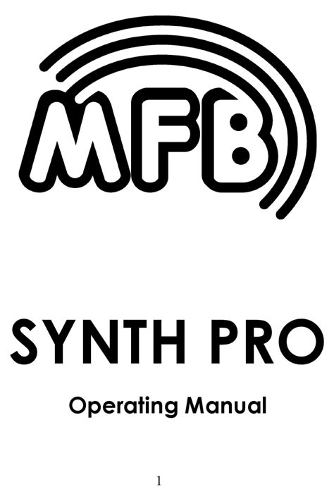Mfb Synth Pro Operating Manual Pdf Download Manualslib