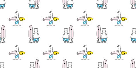 곰 원활한 패턴 서핑 보드 북극곰 벡터 서핑 스포츠 해변 여름 스카프 고립 테디 오션 만화 반복 배경 타일 벽지 일러스트 낙서