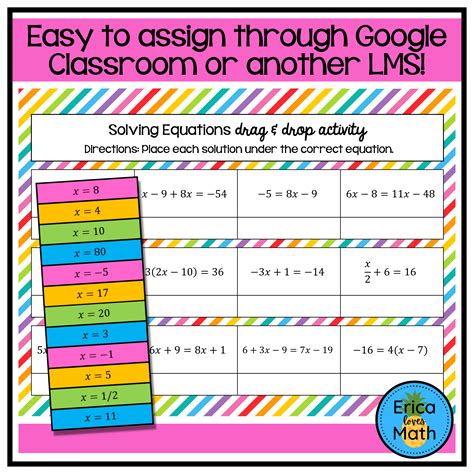 Solving Equations Digital Activity Drag And Drop Made By Teachers