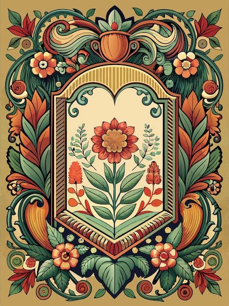 Ornate Floral Shield Design Premium Ai Generated Vector