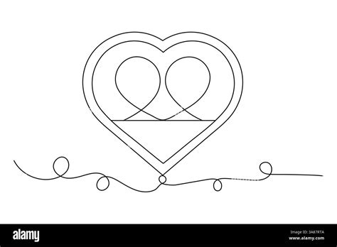 Love Shape Continuous One Line Art Drawing Of Hard Shape Outline Line Vector Illustration Stock