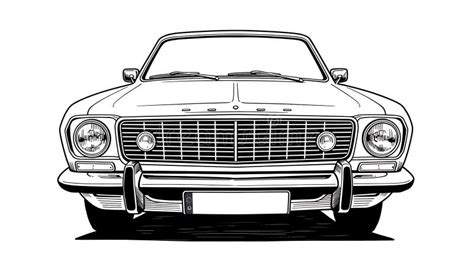 Front View Illustration Of A Classic Car Featuring A Distinctive Vintage Design The Stock