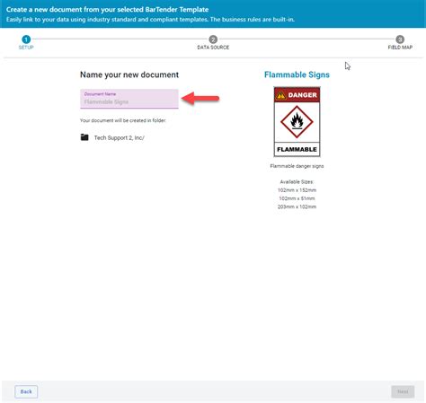 creating a bartender document using the template assistant in bartender
