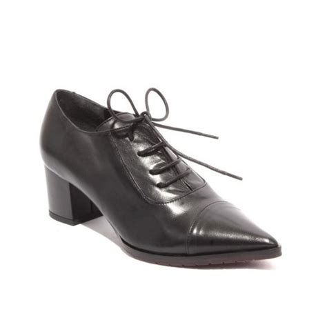 Isabelle Shoes Isabelle 845 Black Leather Pointy Laceup Booties