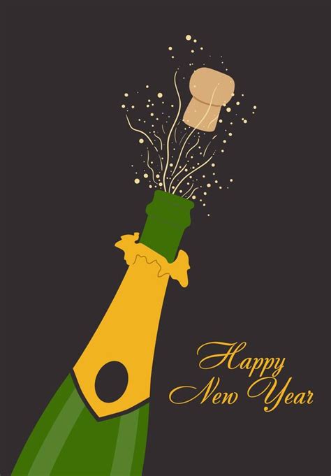 A Champagne Bottle Explosion On The Black Backround New Years Eve