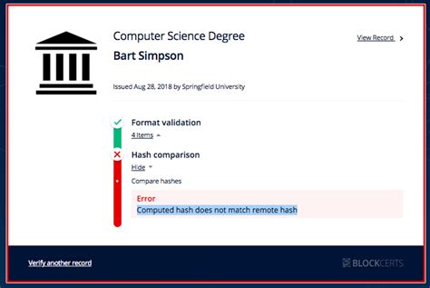 Error Computed Hash Does Not Match Remote Hash Support Blockcerts Forum