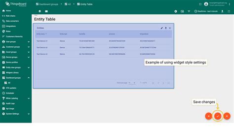 Entities Table Widget Thingsboard Professional Edition