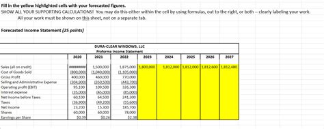 Fill In The Yellow Highlighted Cells With Your