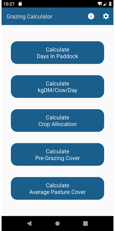 Screenshots — Grazing Calculator