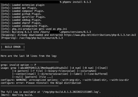 Grep Invalid Option P Issue Phpenv Phpenv Github