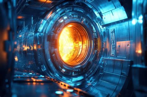 Illuminated Reactor Core Inside A Futuristic Sci Fi Structure Showcasing Advanced Technology