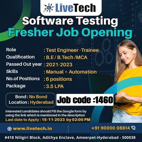 Livetech Qa On Linkedin Fresher Job Opening Please Click Open The
