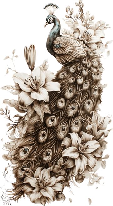 Drawing Black And White Peacock Peacock Feather Animal Png