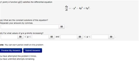 solved a function y t satisfies the differential equation