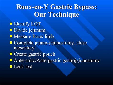 Laparoscopic Roux En Y Gastric Bypass One Surgeons Technique Ppt
