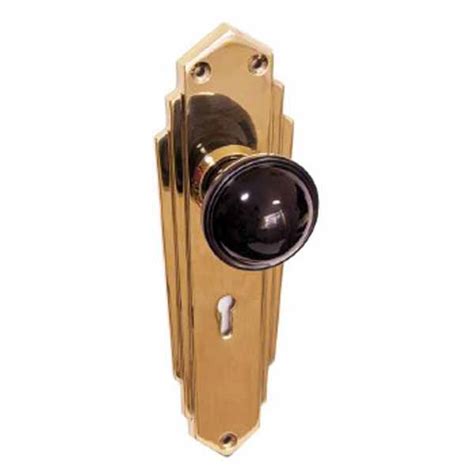 Black Bakelite Brolite Stepped Round Lg Door Knobs Reborn Bakelite