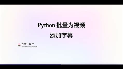 Python批量为视频添加字幕，srt字幕自动转ass字幕 Youtube