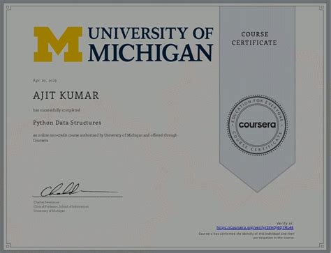 ajit kumar on linkedin coursera certificate for completion of the course python data structures